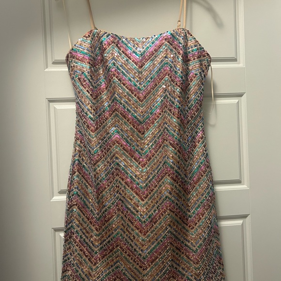 Milly | Dresses | Milly Colette Chevron Sequin Mini Dress | Poshmark